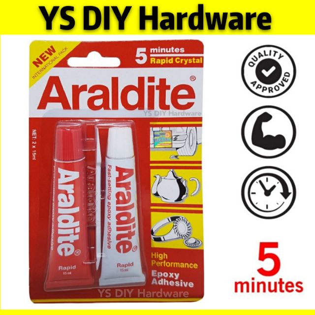 ARALDITE RAPID CRYSTAL 5 MINUTES HIGH PERFORMANCE EPOXY ADHESIVE GLUE ...