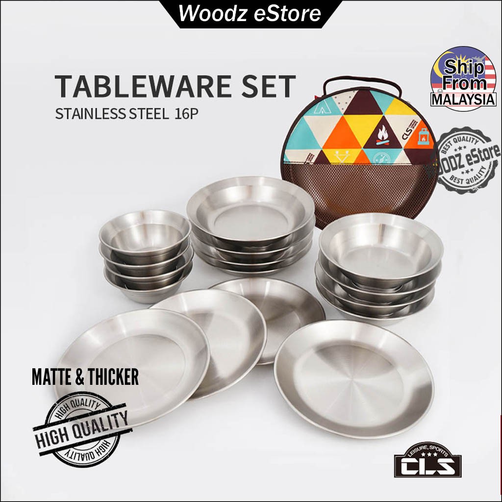 [Woodz] CLS 4pax Camping Mess Kit Outdoor Stainless Steel Tableware Set ...