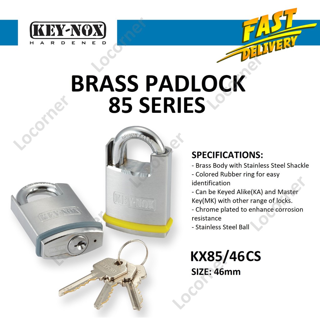 KEY-NOX Brass Padlock With Close Shackle - 85 Series Size 46mm KX85 ...