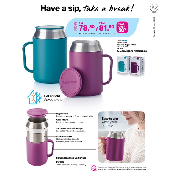 Tupperware New Insulated Mug (1) 400ml | Shopee Malaysia