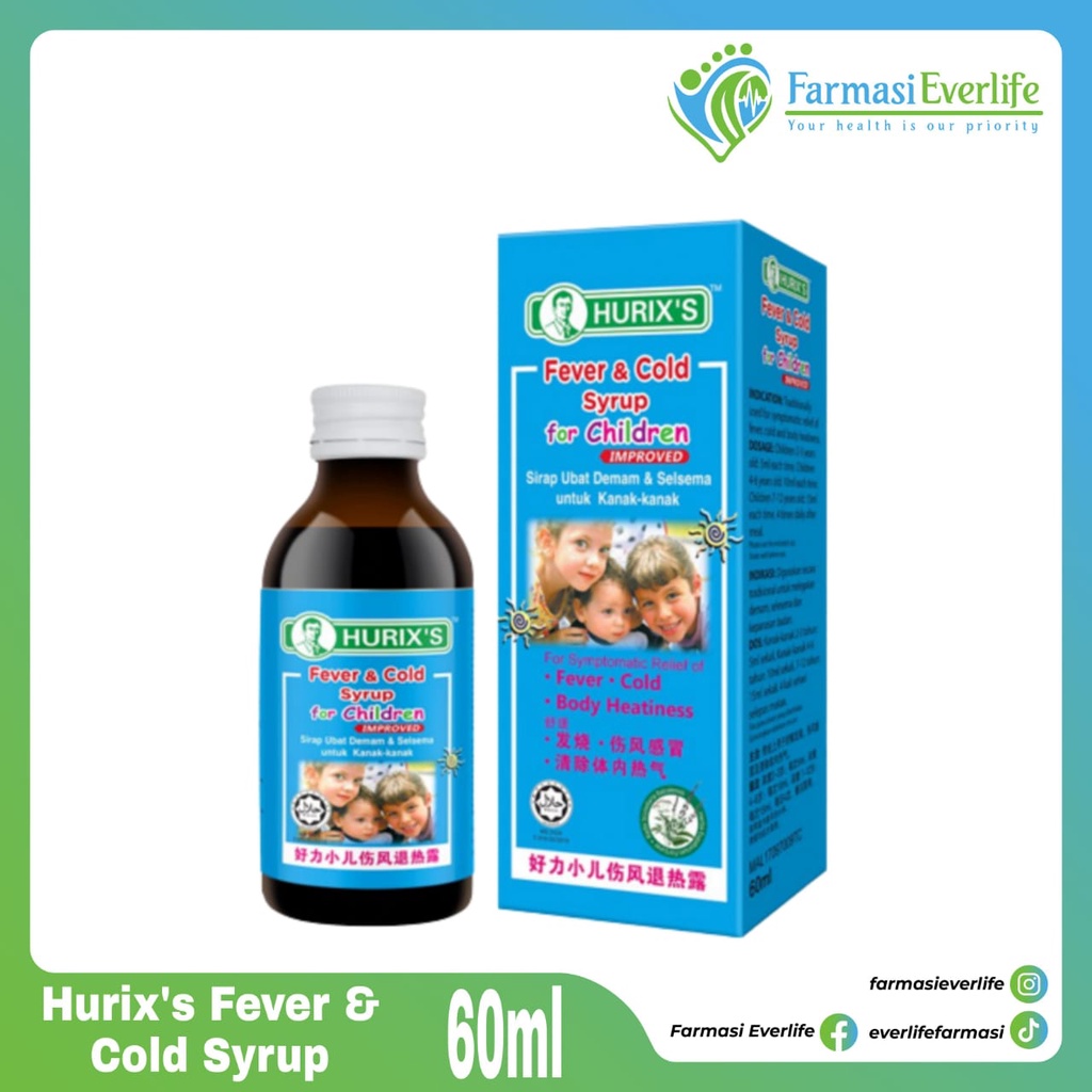Hurix's fever & cold syrup for chilndren | Shopee Malaysia
