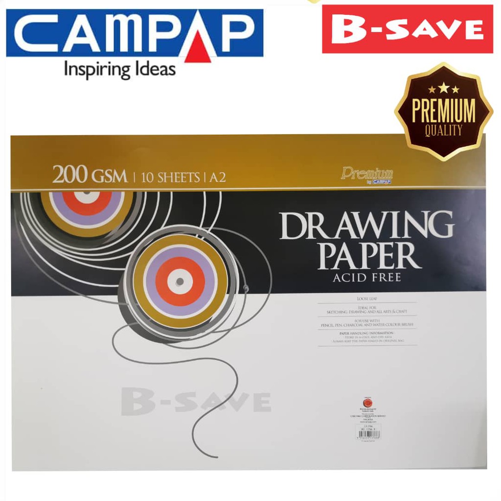 Campap Premium A2 Drawing Paper 200gsm 10 Sheets CA3766 | Shopee Malaysia