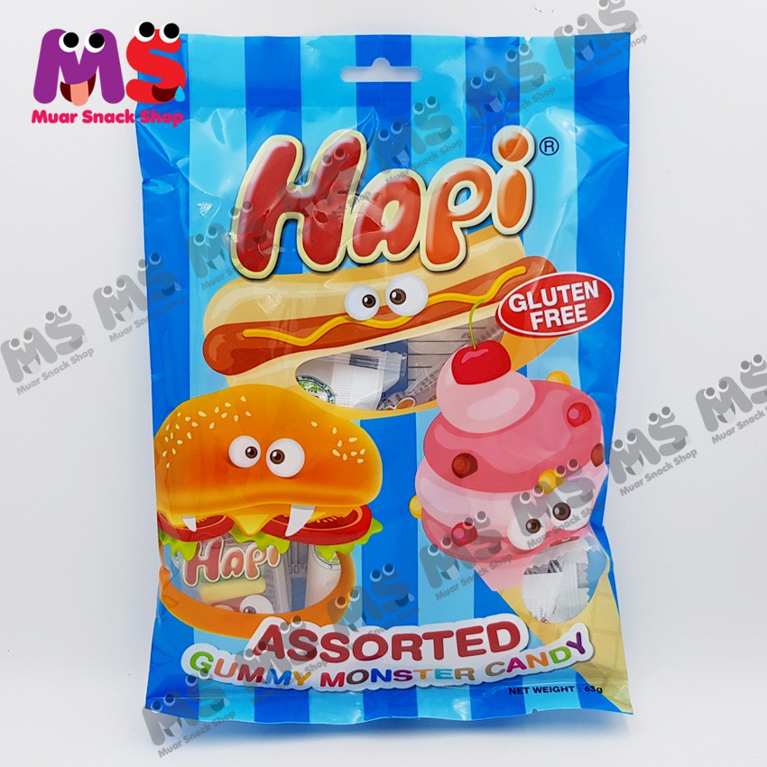HAPI Mini Burger Gummy Monster Candy 63g / HAPI Mini Assorted Gummy ...