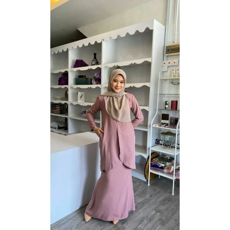 BAJU KURUNG BUNGA CHEMPAKA By Hasnuri | Baju Kurung Moden | Shopee Malaysia