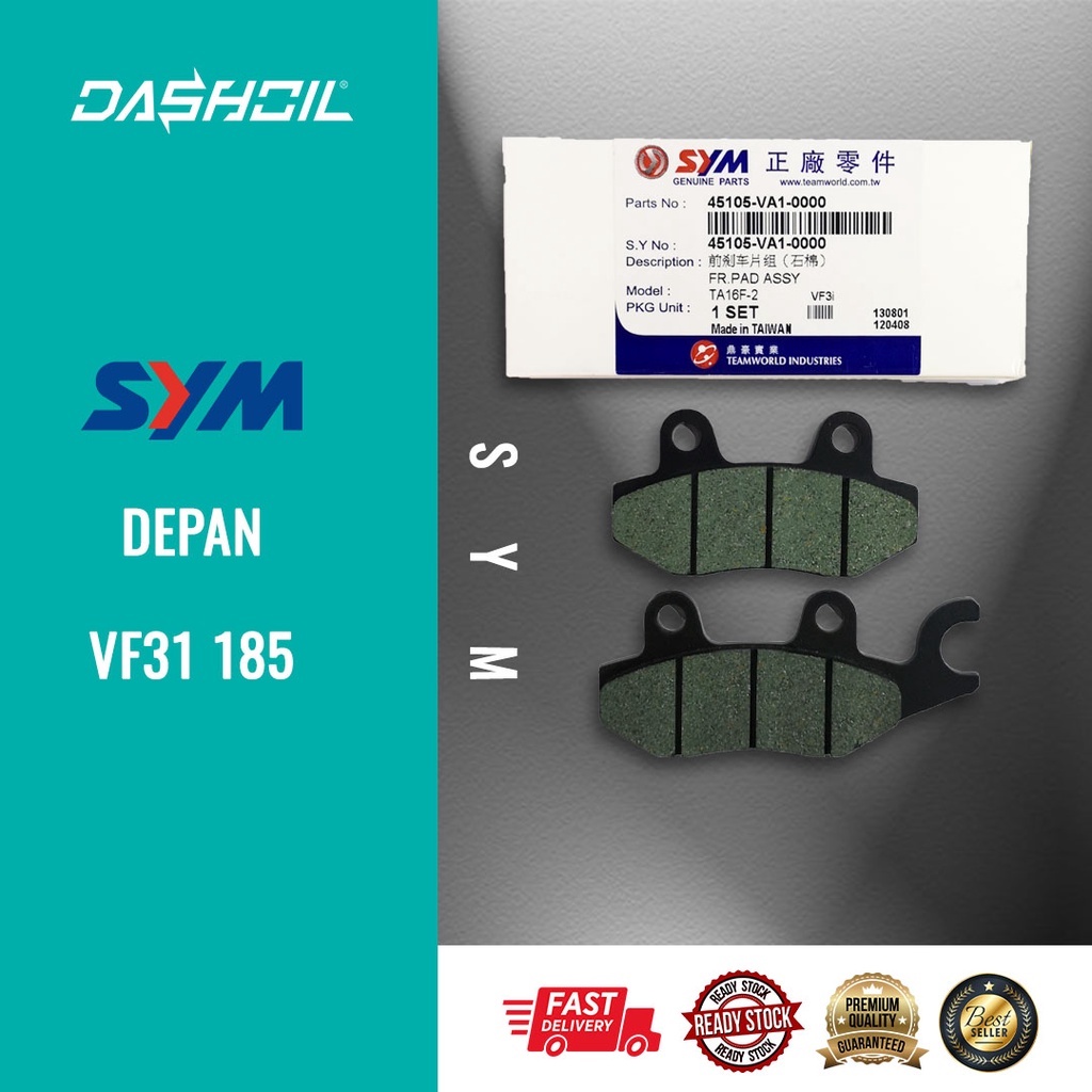 SYM 185 VF3i / VF3I BREK PAD DEPAN / BELAKANG SYM TAIWAN ORIGINAL ...