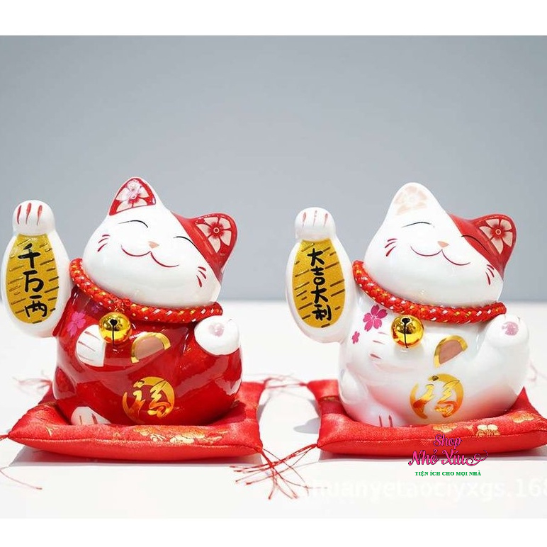 Desktop God of Wealth Cat (With Cushion) 10 cm welcomes wealth, luck ...