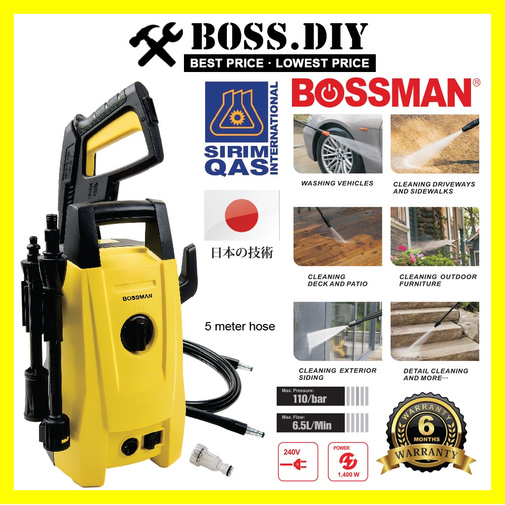 BOSSMAN BPC-117 High Pressure Cleaner Water Jet Sprayer Mesin Cuci ...