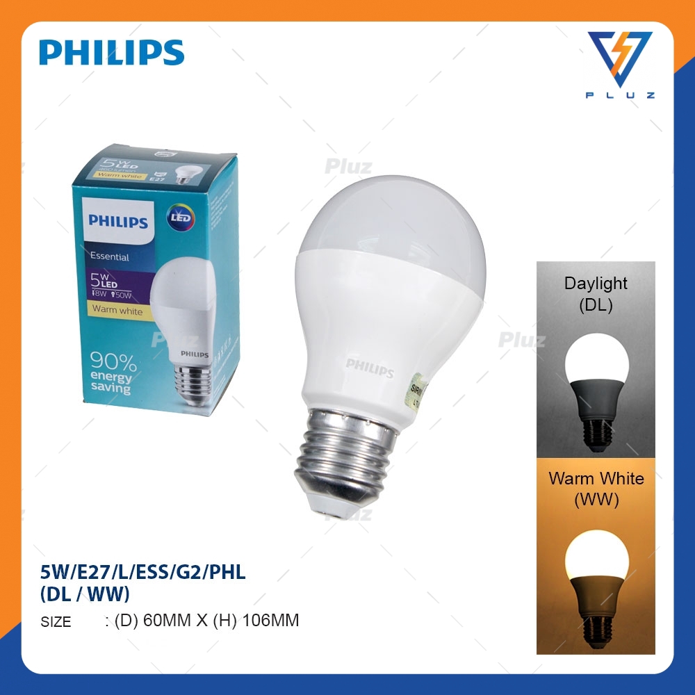 PHILIPS 5W/7W/9W/11W/13W E27 ESSENTIAL GEN2 LED BULB | Shopee Malaysia