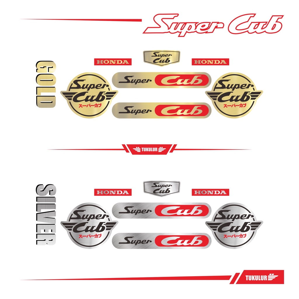 Honda SUPER CUB C50 C70 STRIPPING Sticker PASSPORT SILVER GOLD EDITION ...