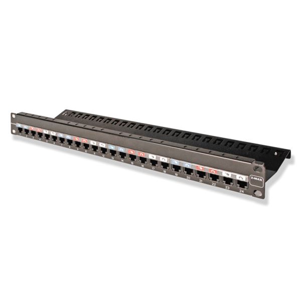 Siemon Cat6A ZMAX Panel cw Shielded Jacks,24port, FLT,1U,FXD MGR, (Z6AS ...
