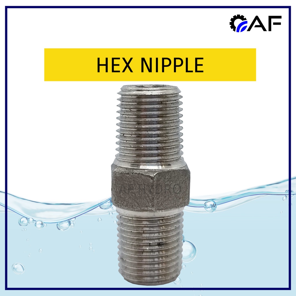 Stainless Steel SS316 Hex Nipple Fitting 1/8” to 4” BSPT Male Ends Class #150 Equal Size Pipe ...