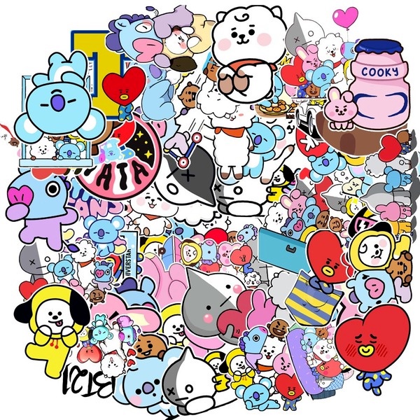 BT21 Stickers 50Pcs/Set Korean Cartoon Waterproof Stickers Decal for ...