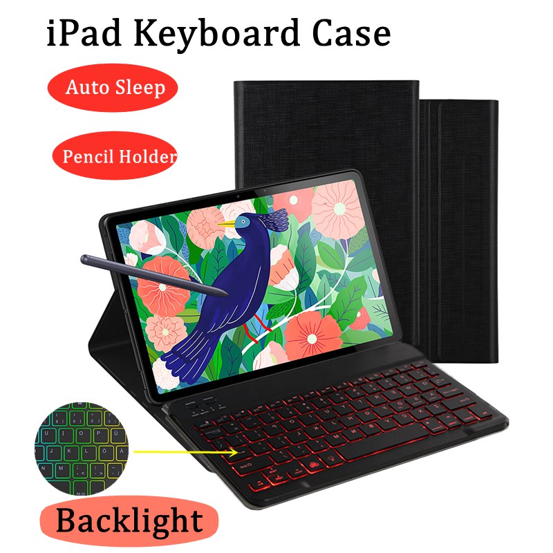 Compatible With iPad Leather Case With Backlight Keyboard For 10.2 ...