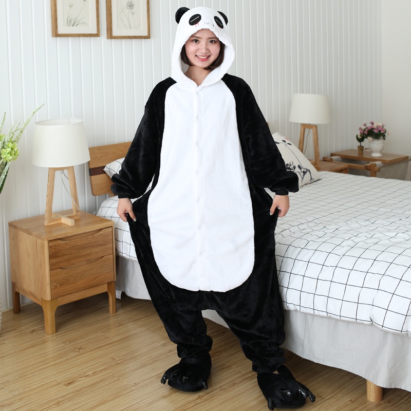 Kigurumi Red Eye Panda Cartoon Flannel Pajamas Baju Tidur Women Hooded ...