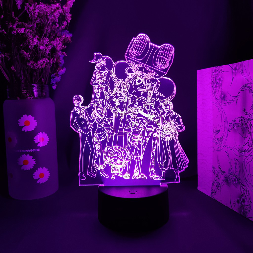 One Piece Luffy Zoro Ace Figure 16 Colors Night Light Anime LED Color ...