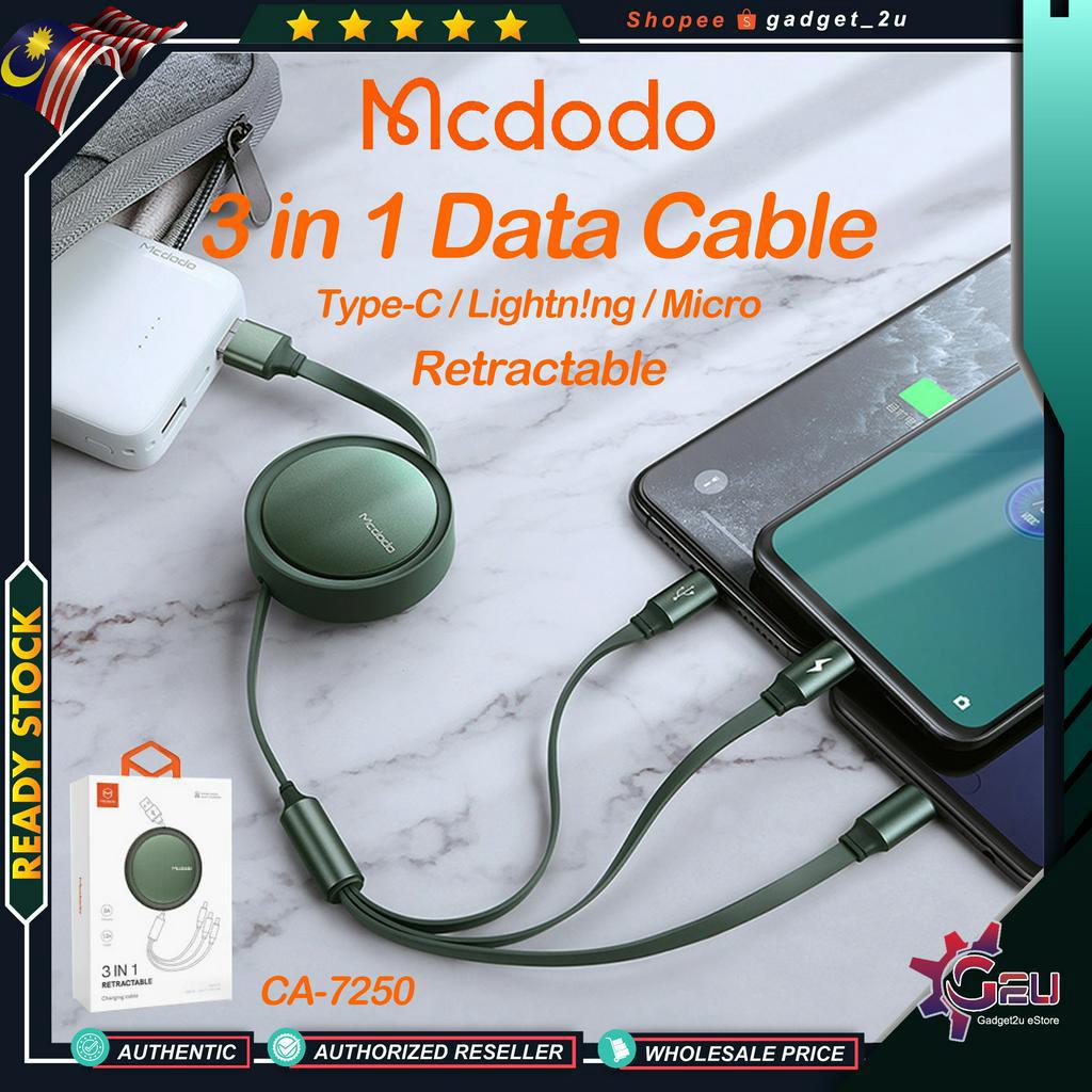Original Mcdodo CA-7250 3in1 Retractable Type-C,Lightn!ng & Micro USB ...