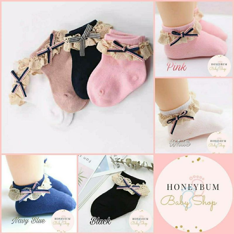 𝗥𝗘𝗔𝗗𝗬 𝗦𝗧𝗢𝗖𝗞 🔥 Cute Baby Girl Lace Socks | Stokin Ribbon Comel Budak ...