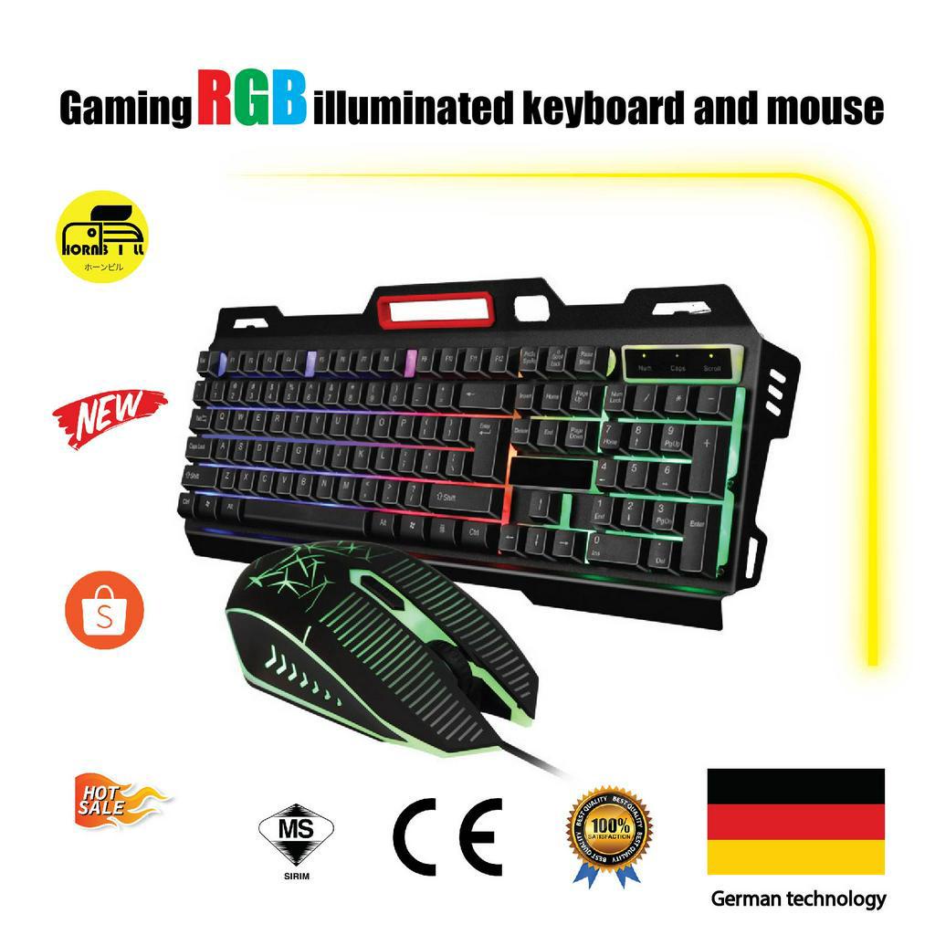 Gaming RGB illuminated keyboard and mouse set USB computer gaming ...