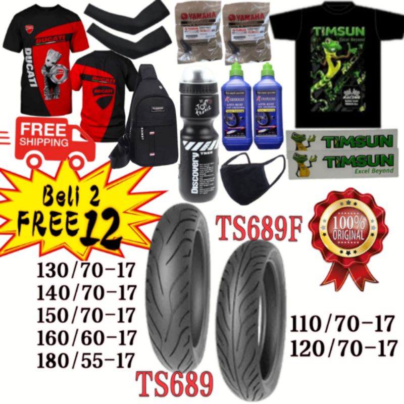 Timsun tayar TS689 TS689F FREE GIFTS 110/70-17 120/70-17 130/70-17 140/ ...