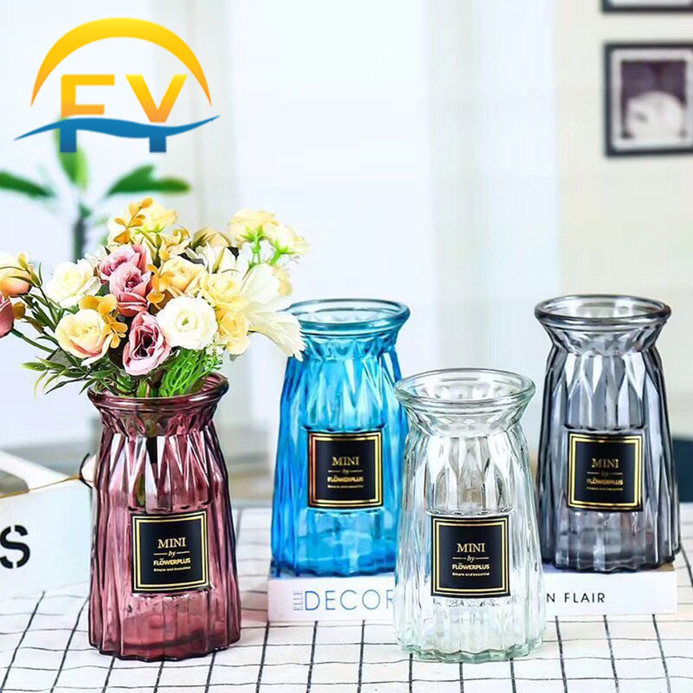 FY Glass Vase Countertop Modern Origami Color Changing Minimalist Pasu ...