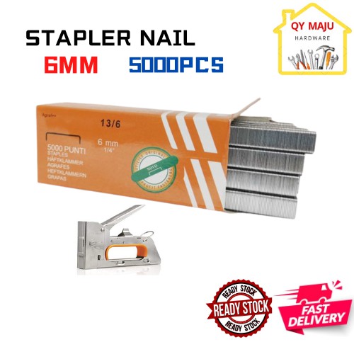 Stapler Gun Refill Nail / Gun Tacker Nail/Mata Stapler 6mm | Shopee ...