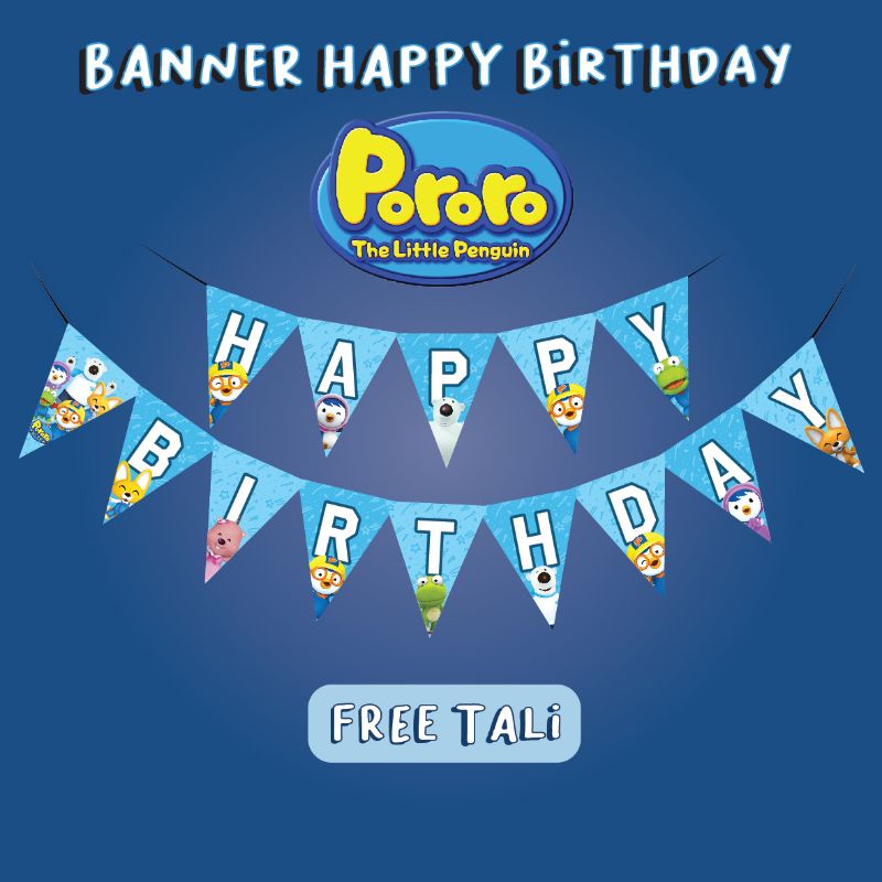 Pororo BANNER HAPPY BIRTHDAY BIRTHDAY HBD CHILDREN'S BIRTHDAY PINGUIN ...