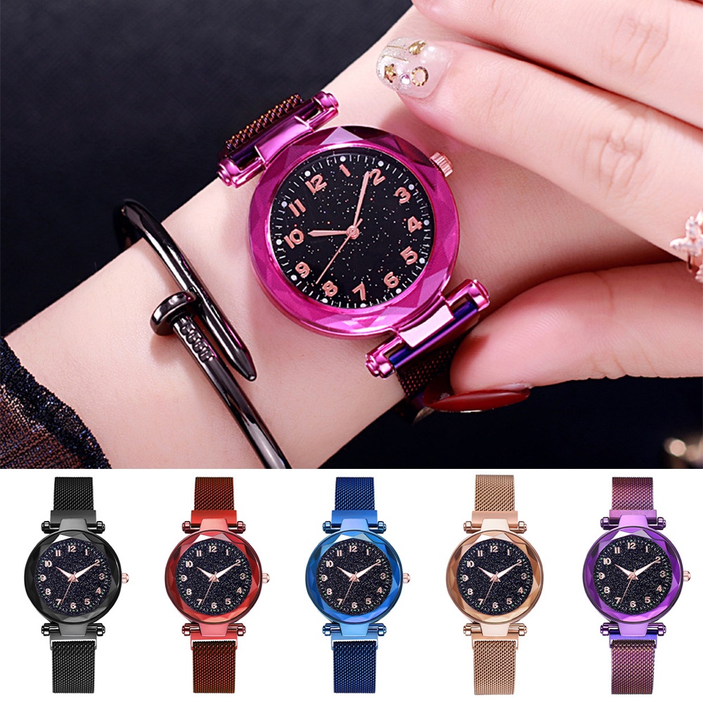 Fashion Jam Women Starry Sky Magnetic Watch Stainless Steel Diamond ...