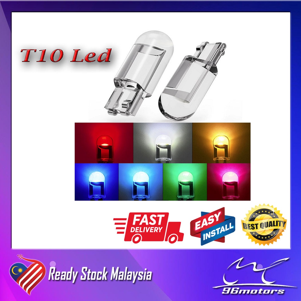 T10 LED Lamp Bulb Epoxy Resin Cob 12V 7 Colors Wedge License Plate Dome ...
