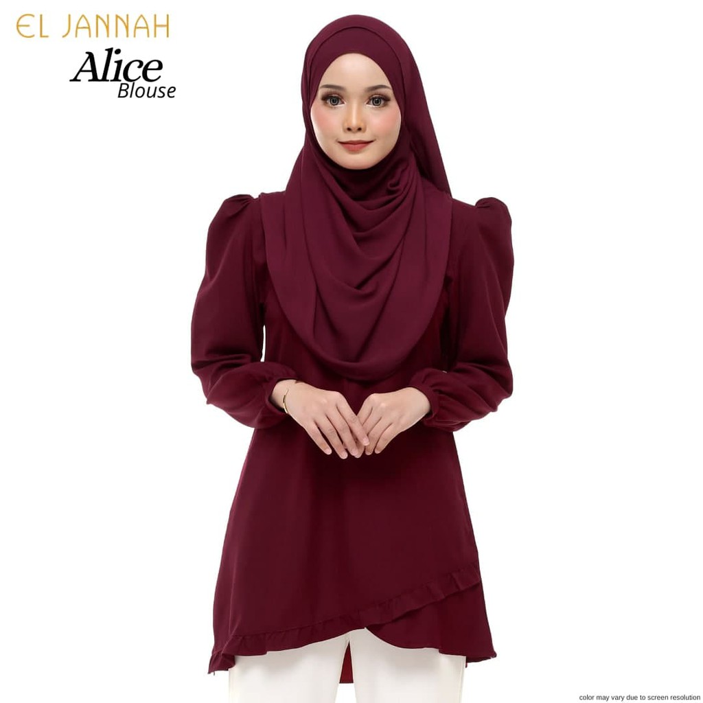 Blouse Labuh Maroon Nursing Friendly Muslimah Long Sleeve Blouse Plain ...