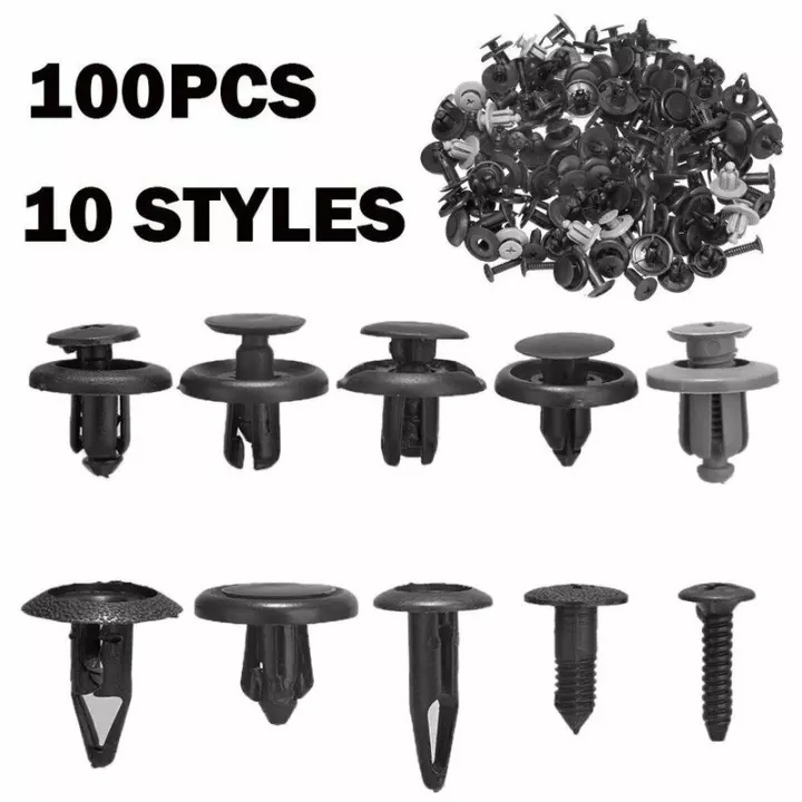 [Featured] 100 Pcs Black Plastic Auto Fasteners Rivets Clips / 10 Mixed ...
