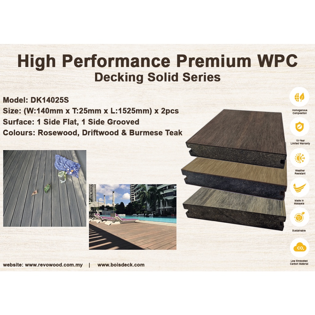 Boisdeck Premium WPC Decking / Wood Coposite Decking (Solid) | Shopee Malaysia