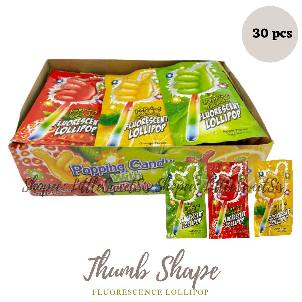 FLUORESCENCE THUMB SHAPE POPPING LOLLIPOP LIGHT CANDY [30PCS] - KHY ...