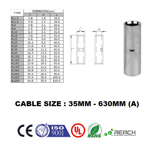 CABLE LINK 35MM - 185MM 铜管接线端子 (PVC CABLE, TRS CABLE, AMOURED & etc ...