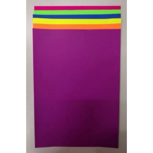 Florescent sticker/lutsinar A4 pink yellow green blue orange purple red ...
