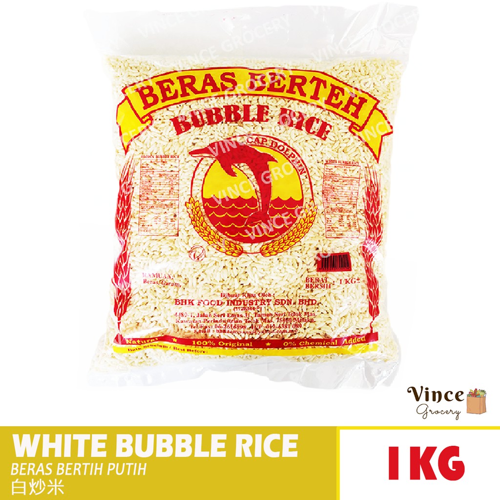 BHK DOLPHIN Brand Bubble Rice | Beras Bertih | 炒米 米胖 1KG | Shopee Malaysia