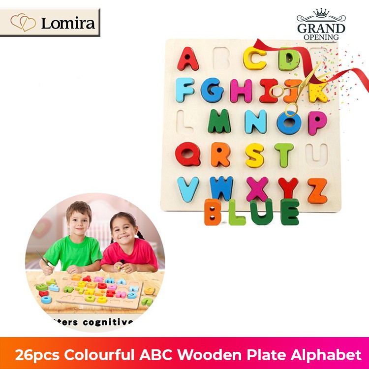 26pcs Colourful ABC Wooden Plate Cultivate Children's Alphabet Grasp ...