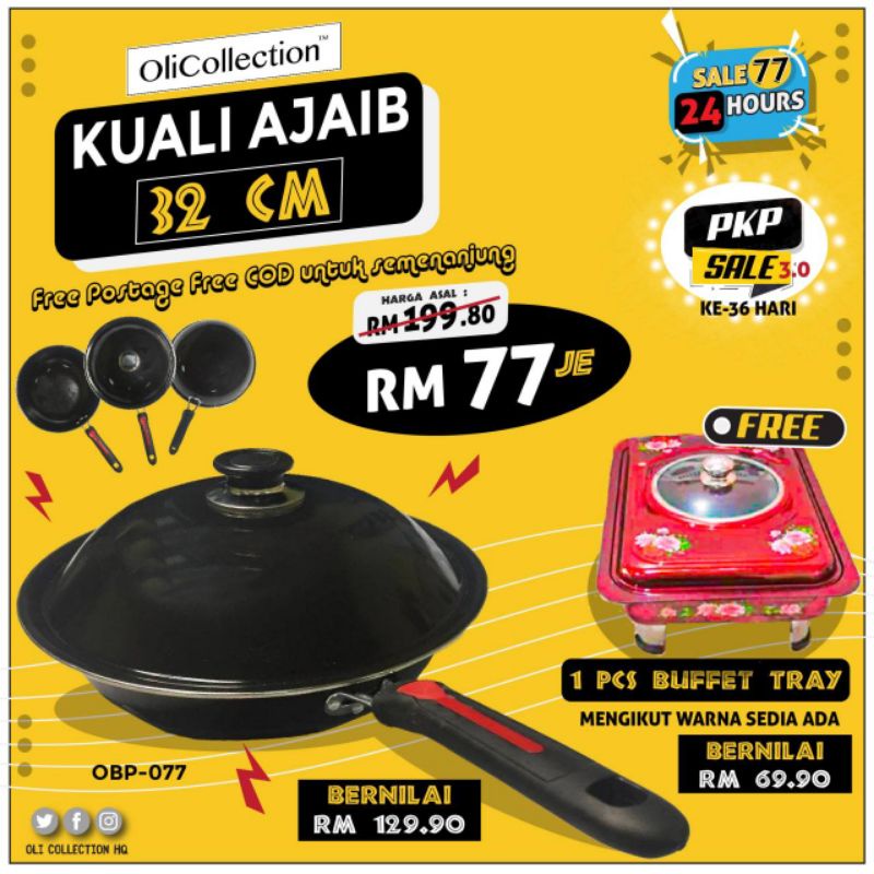 🔥1 SET KUALI AJAIB 32CM FREE BUFFET TRAY🔥 | Shopee Malaysia