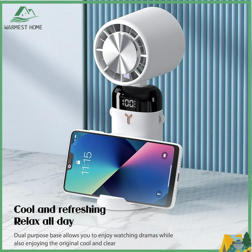 {Warm} USB Air Cooling Fan Digital Display 3W 1200/3600mAh Mute Folding ...