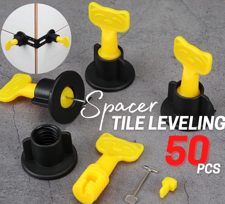 Alat Pasang Mozek 50pcs Set Wall Floor Tile Leveling System Wrench Leveler Spacers Reusable Tile