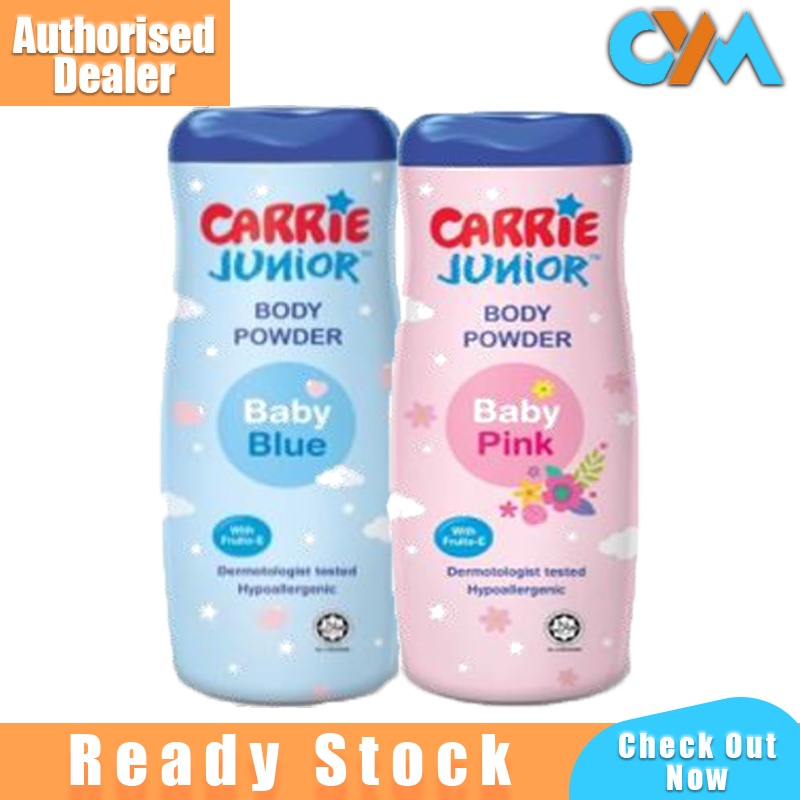 Carrie Junior Body Powder Bedak Badan Talc Baby Pink /Baby Blue 125g ...