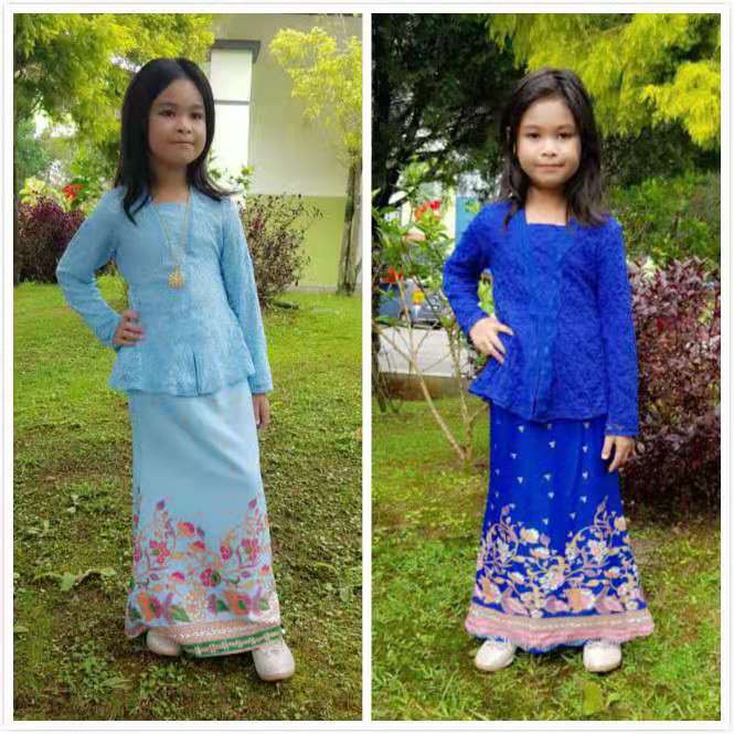 New Design Children Girl Set Baju Kebaya (Sky Blue/Blue) | Shopee Malaysia