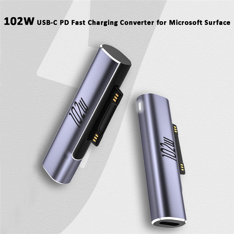 102W USB Type C PD Fast Charging Plug Converter for Microsoft Surface Pro 8 7 6 5 4 3 Go Surface ...