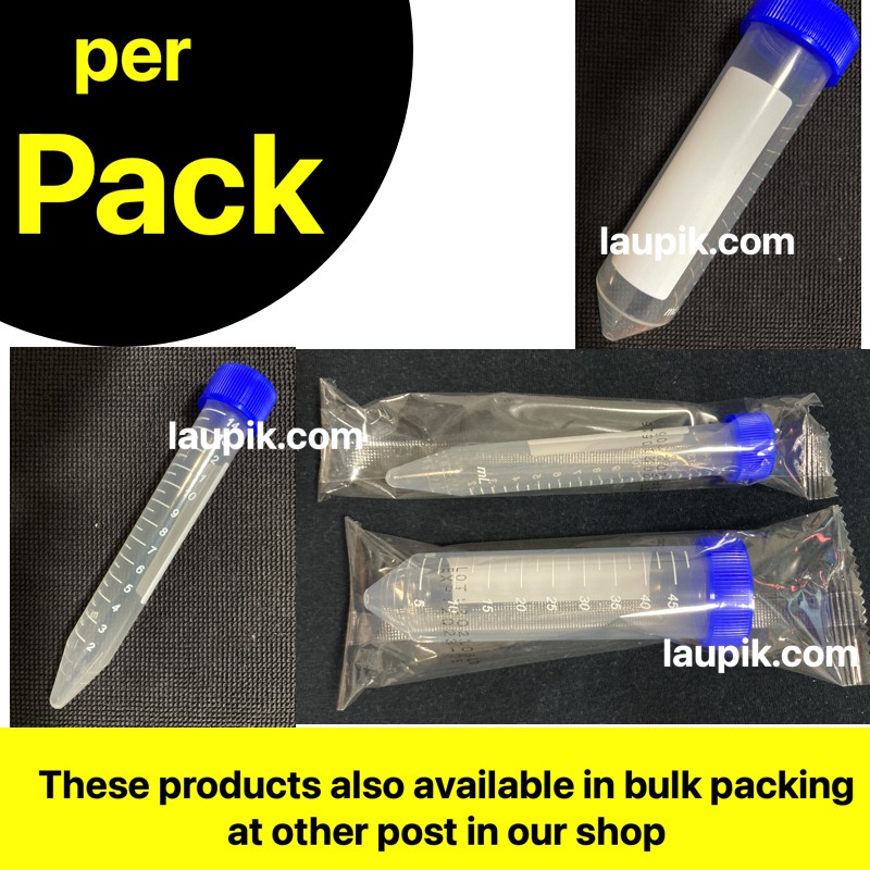 Centrifuge Tube Plastic PP 15ml, 50ml Conical Bottom With Screw Cap LAUPIK [ per PACK ] | Shopee ...