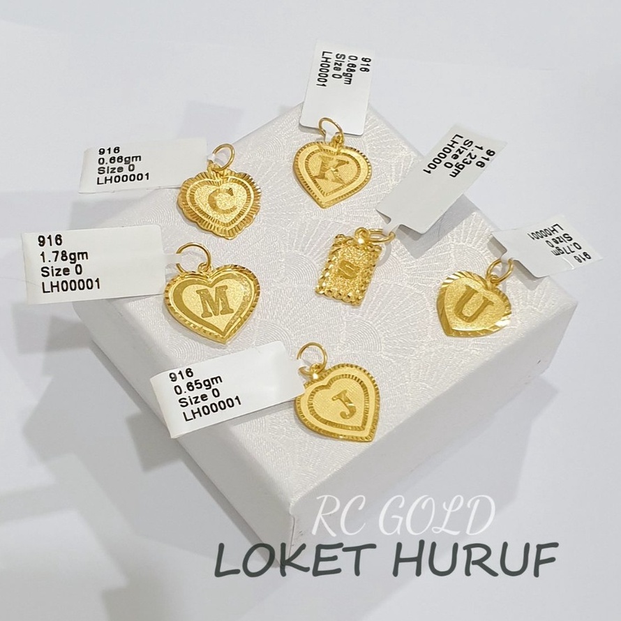 LOKET HURUF EMAS TULEN 916 LK ABC EMAS 916 GOLD ALPHABET PENDANTS 916 ...