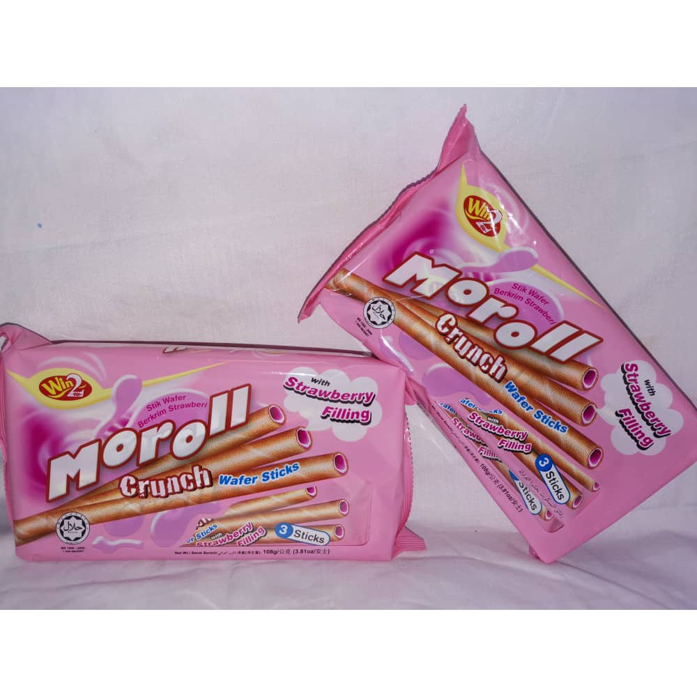 WIN2 MOROLL CRUNCH WAFER STICK WITH STRAWBERRY FILLING 90G | Shopee ...