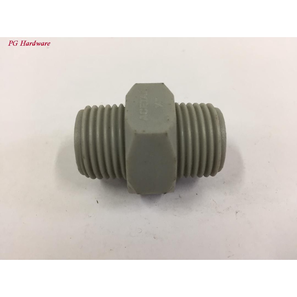 ACETAL PVC Pipe Threaded Nipple @15mm (½") | Shopee Malaysia