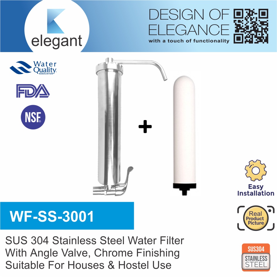 WF-SS-3001 SUS304 STAINLESS STEEL WATER FILTER WITH ANGLE VALVE in ...