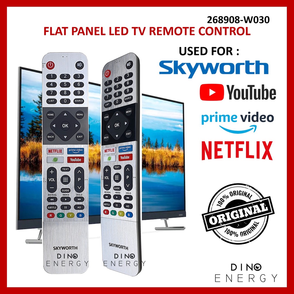 Skyworth ORIGINAL | Remote Control FOR Netflix YouTube Prime video Smart TV | Model : 268908 ...