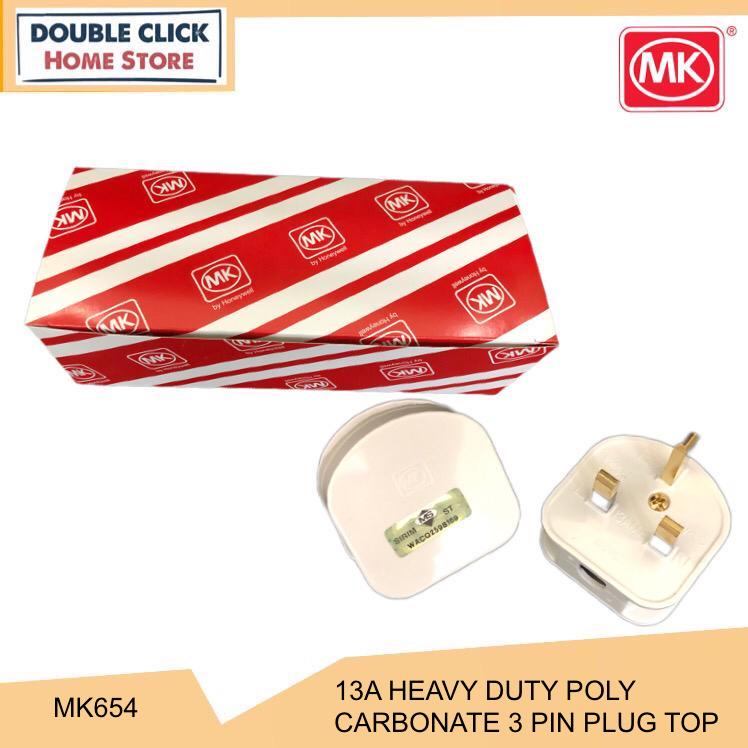 MK Heavy Duty Poly Carbonate 13A Fused 3 Pin Plug Top MK654 Uk Type ...