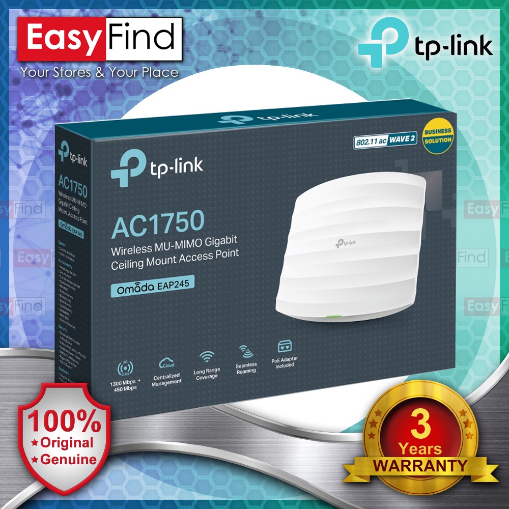 TP-Link EAP245 AC1750 Wireless Dual Band Gigabit Ceiling Mount Access ...